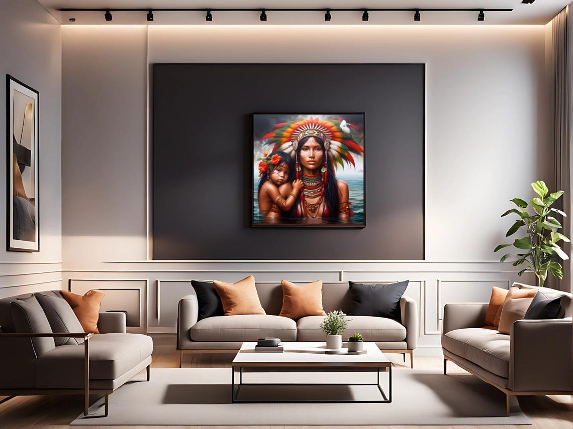 Taino Mother and Child in Traditional Headdress[a Digital Download] - Etsy