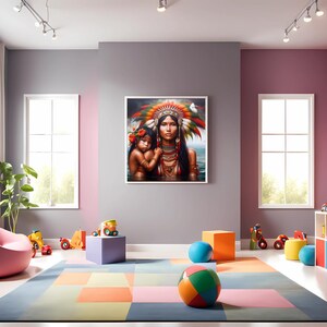 Taino Mother and Child in Traditional Headdress[a Digital Download] - Etsy