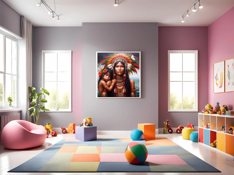 Taino Mother and Child in Traditional Headdress[a Digital Download] - Etsy