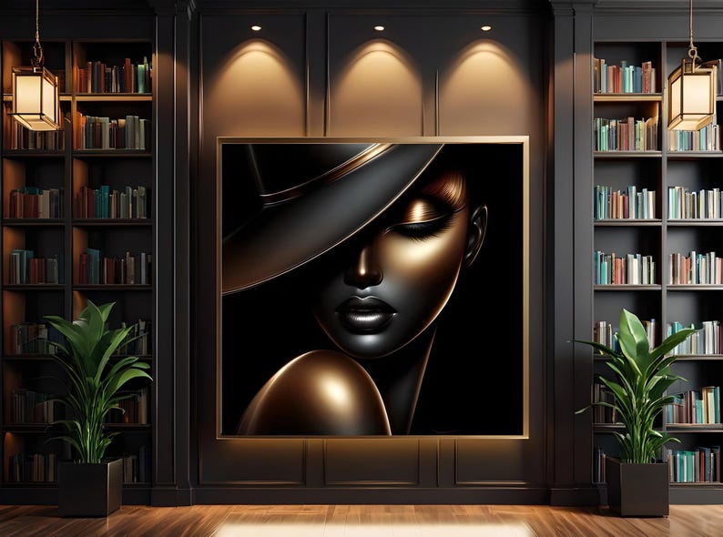 Grace and Shadow: Metallic Portrait for Home Decor - Etsy