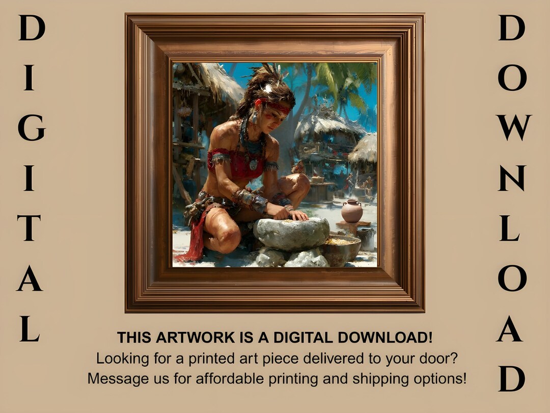 Digital Download Taíno Woman Grinding Corn – Caribbean Indigenous ...