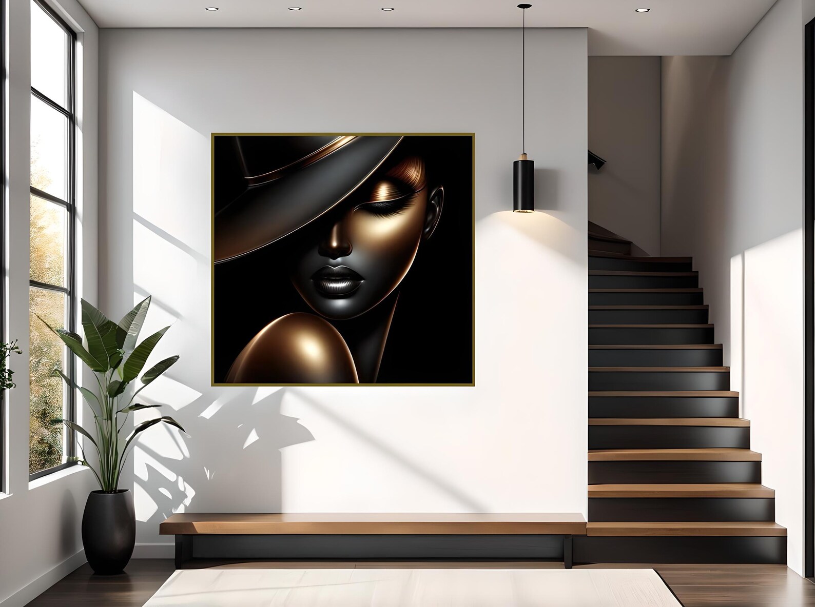Grace and Shadow: Metallic Portrait for Home Decor - Etsy