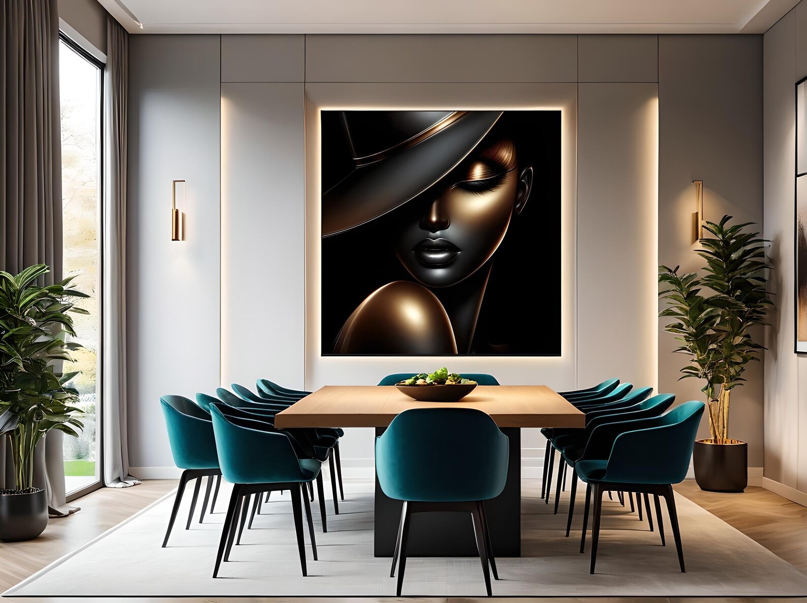 Grace and Shadow: Metallic Portrait for Home Decor - Etsy