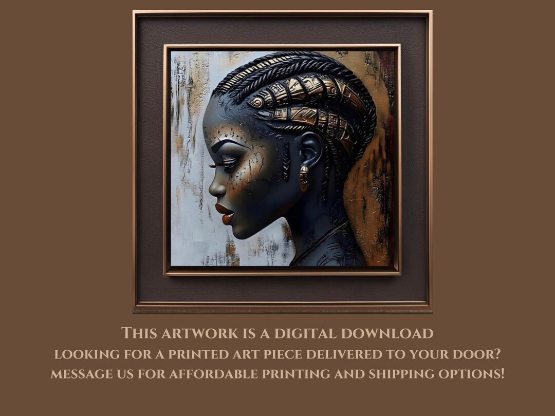 Golden Braids of Elegance: Afro-inspired Art[a Digital Download] - Etsy