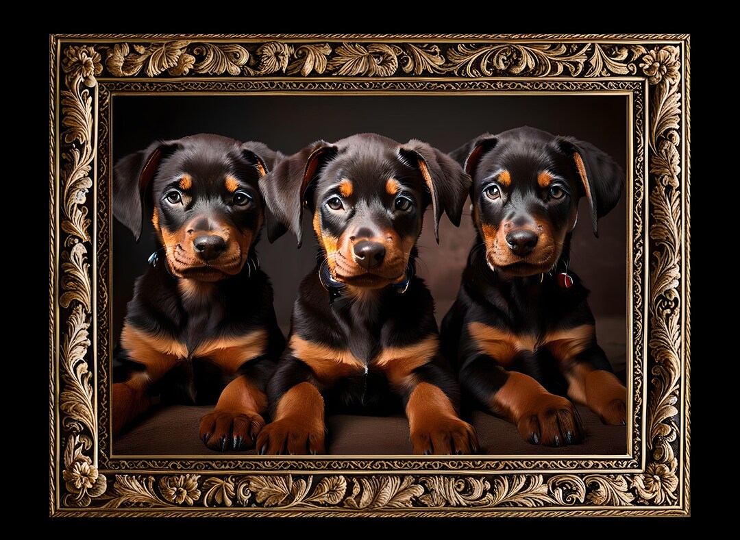 Adigital Download Adorable Trio: Doberman Puppies in Portrait - Etsy