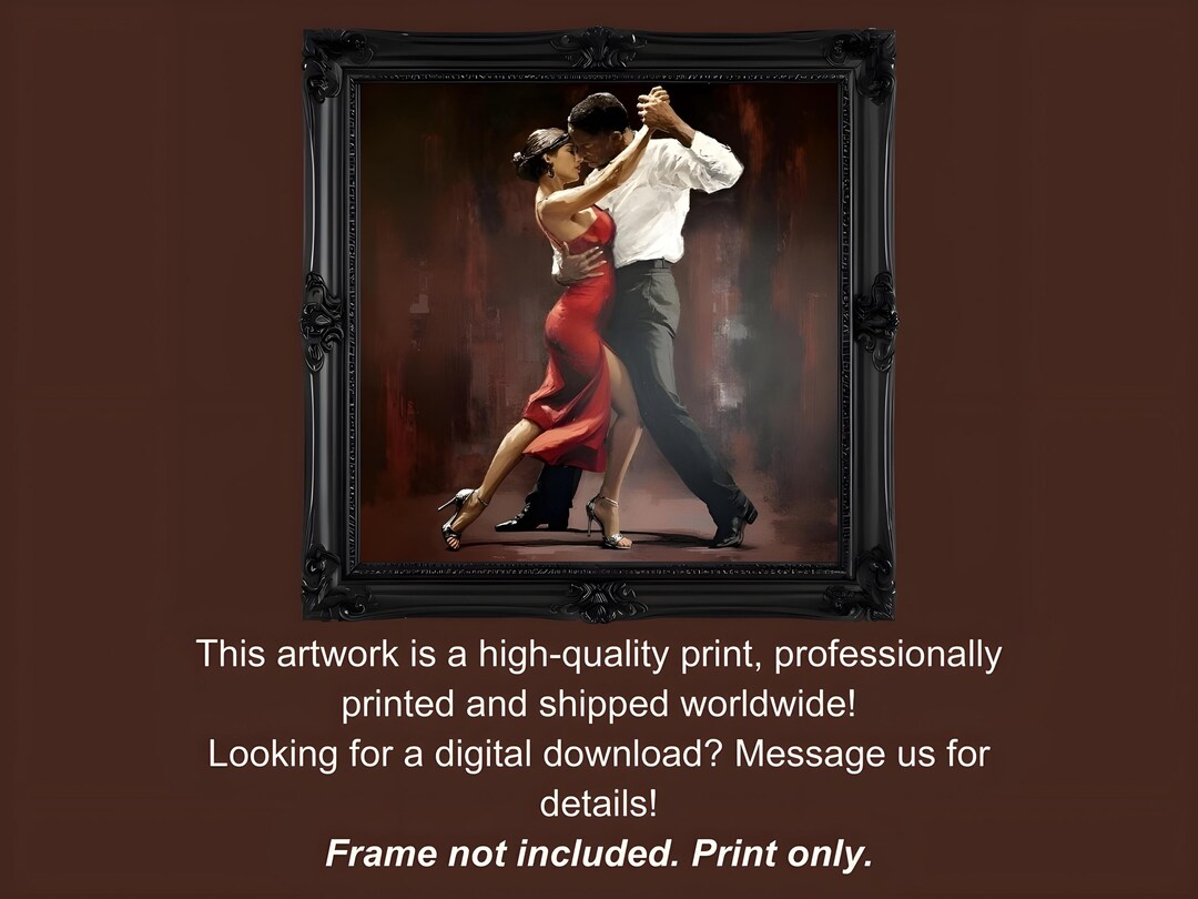Tango Dance Art Print: Passionate Couple Portrait, Elegant Home Decor ...
