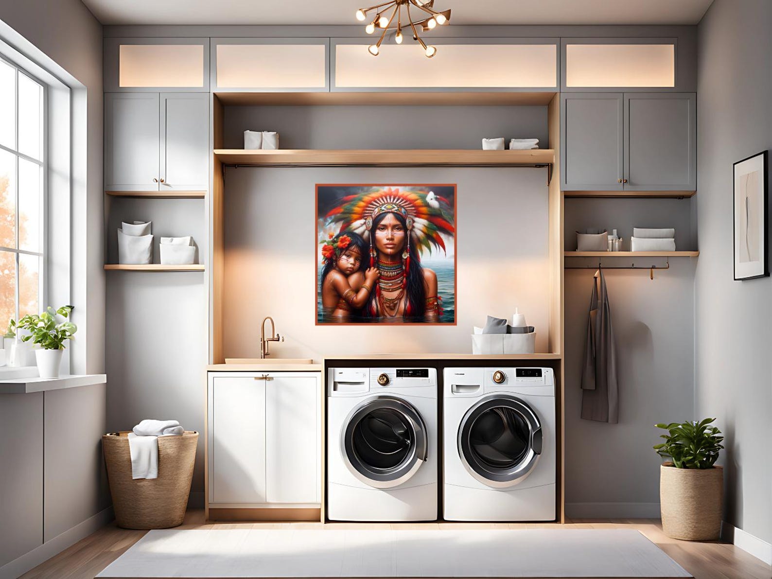 Taino Mother and Child in Traditional Headdress[a Digital Download] - Etsy