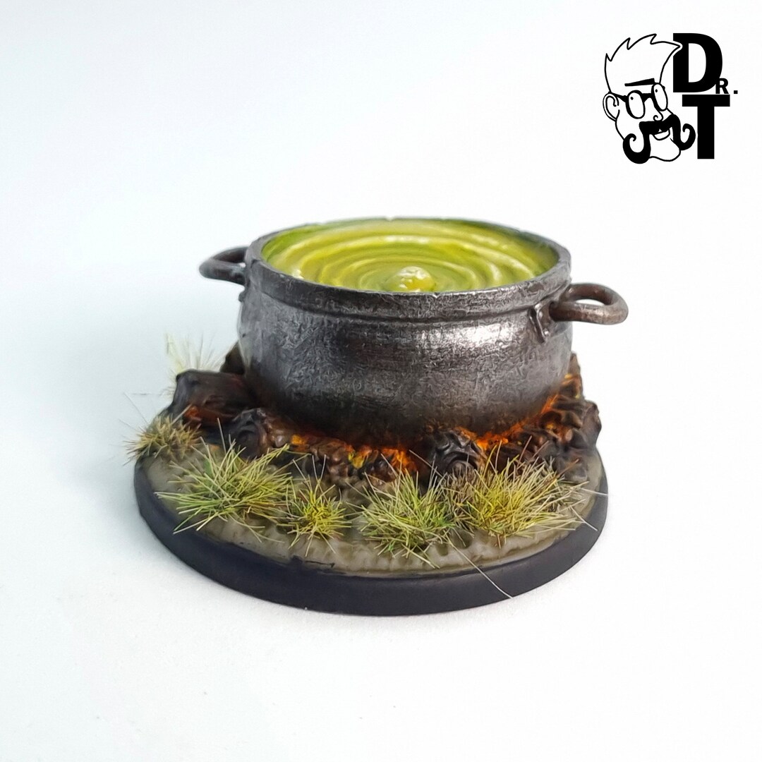 Painted Witch's Cauldron, Objective and Marker on the Gaming Table ...