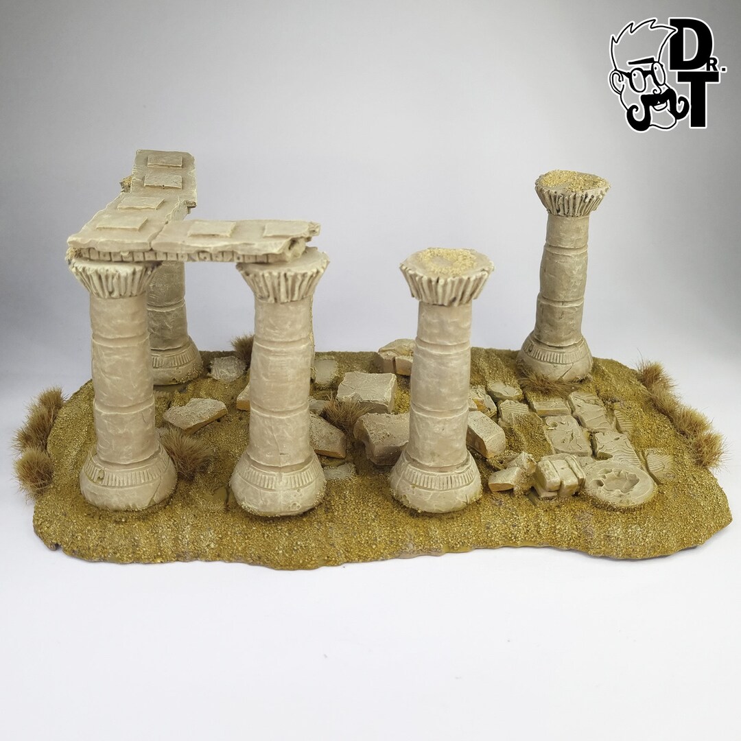 Painted Ruined Desert Columns, Sand Wargaming Terrain, Scenery for RPG ...