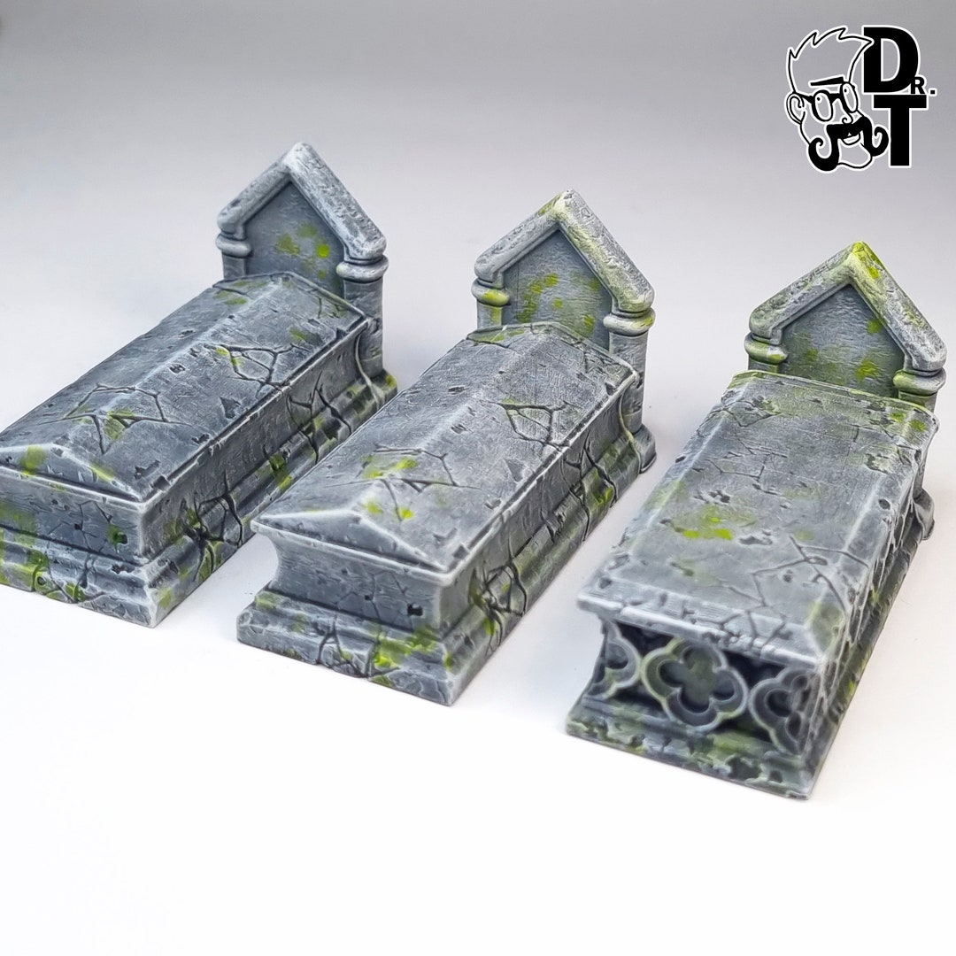Ancient Sarcophagi With Moss / Reaper Painted Terrain Miniatures D&D ...