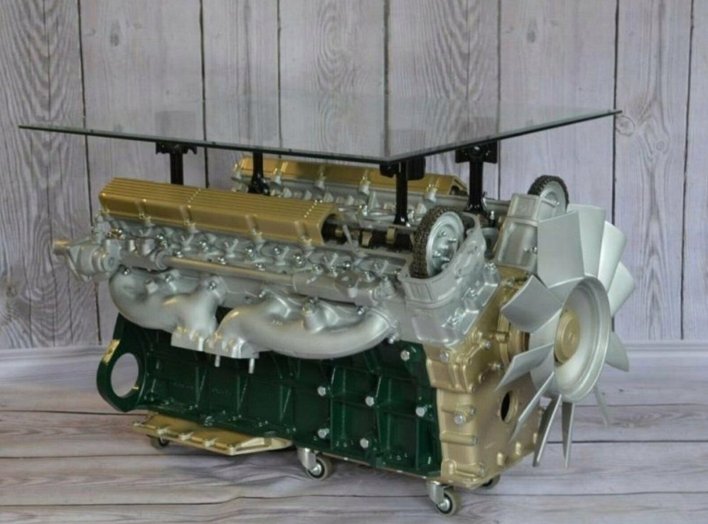 Jaguar XJ12 V12 E-TYPE Engine Coffee Table Block Motortisch Tisch ...