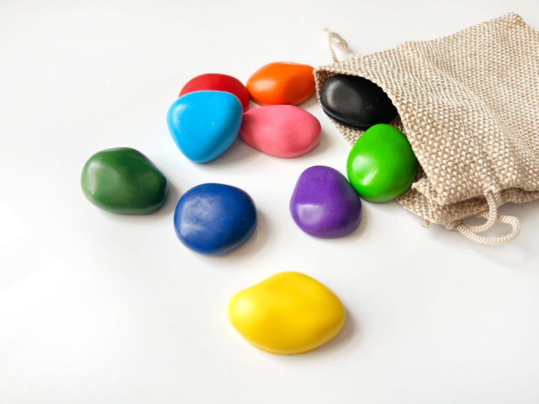 Pebble Rock Shaped 12 Crayon Set | Easy Grip Crayon Set, Tactile ...
