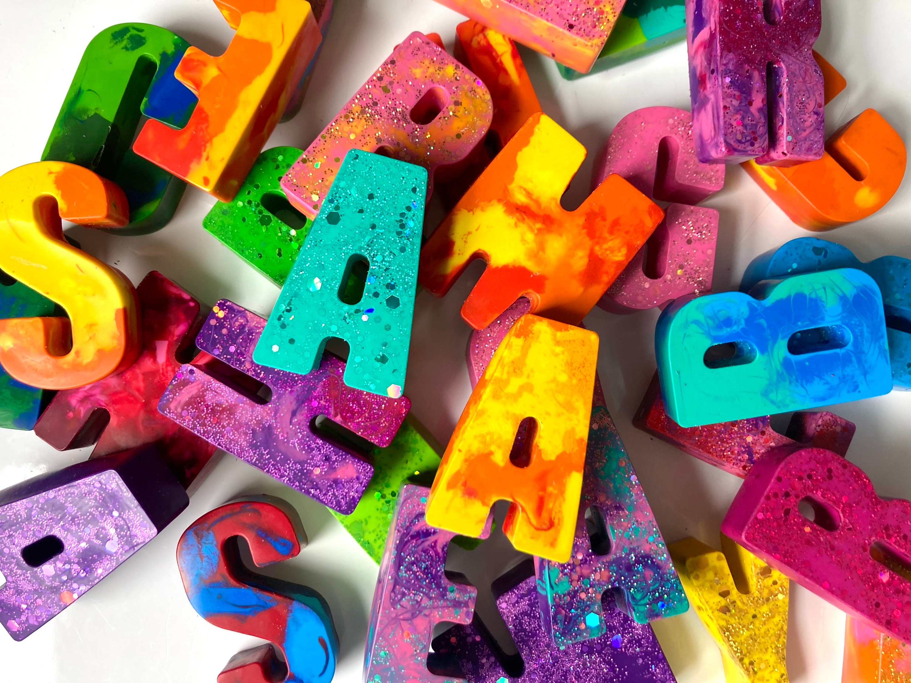 Single Letter Alphabet Crayons in Holographic Pouch Party Favor Gift ...