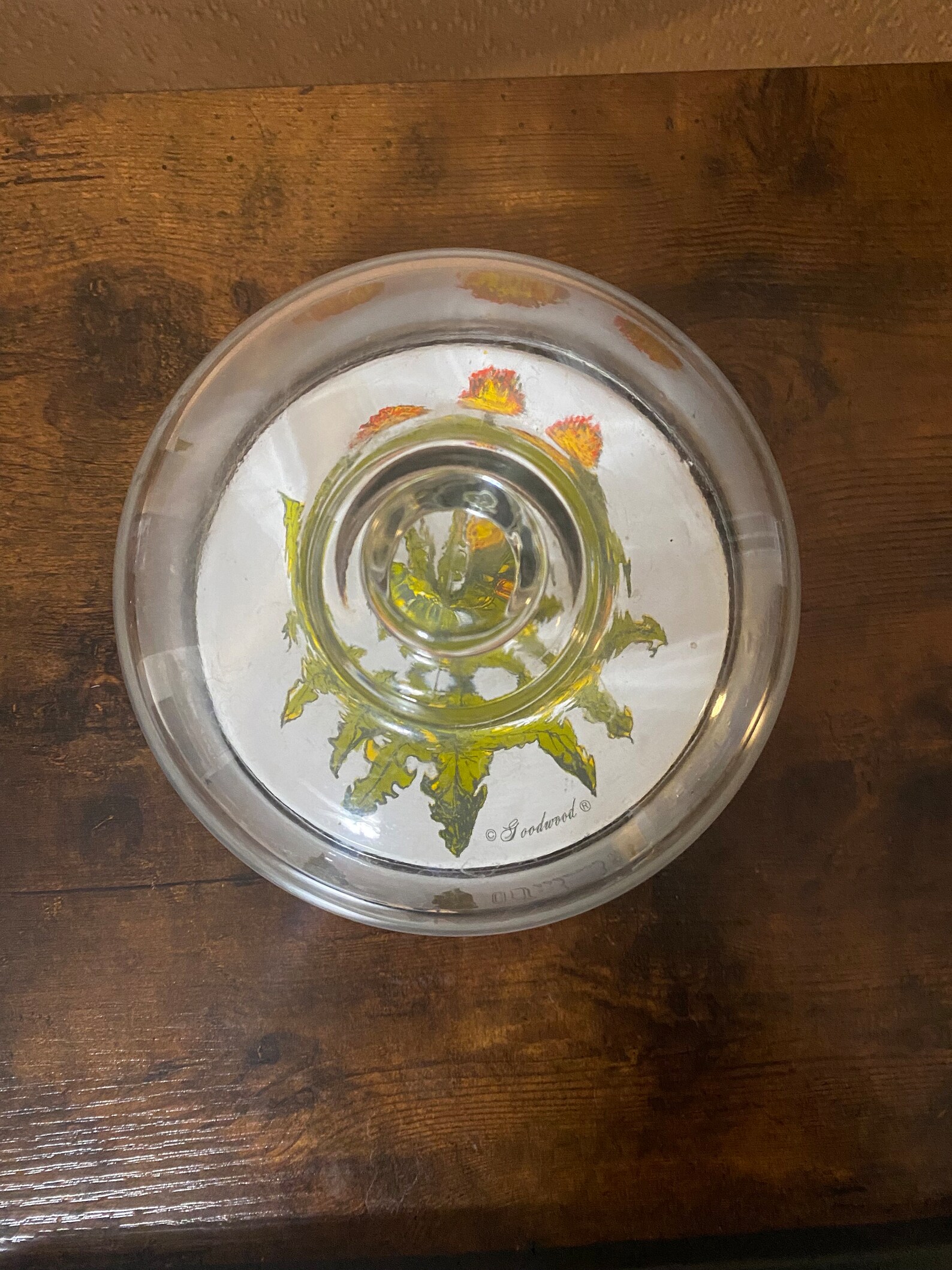 Goodwood Dandelion Cheese Tray Tile on Footed Teak Wood Base & Glass ...