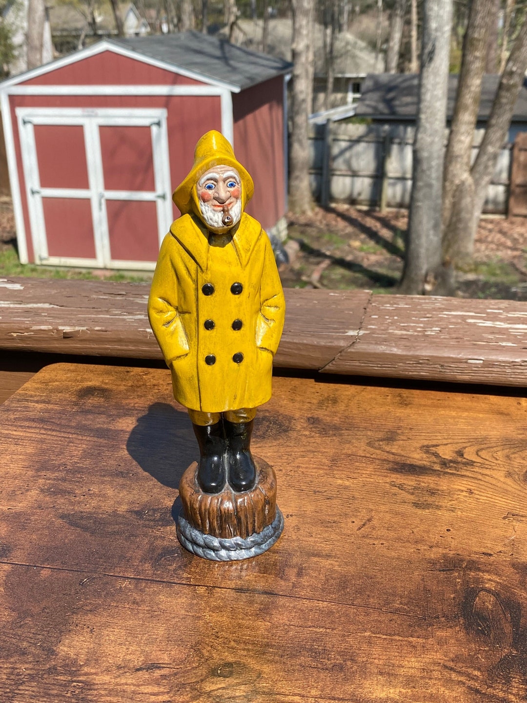 Vintage Ceramic Fisherman Yellow Rain Slicker Sea Captain Beard ...