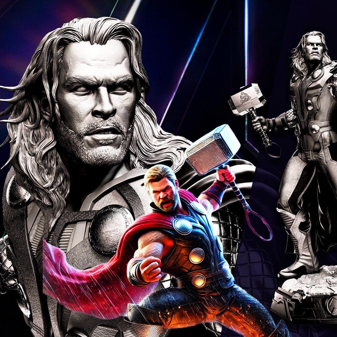 Thor Sculpture STL File High-quality 3D Model Legendary Norse God ...
