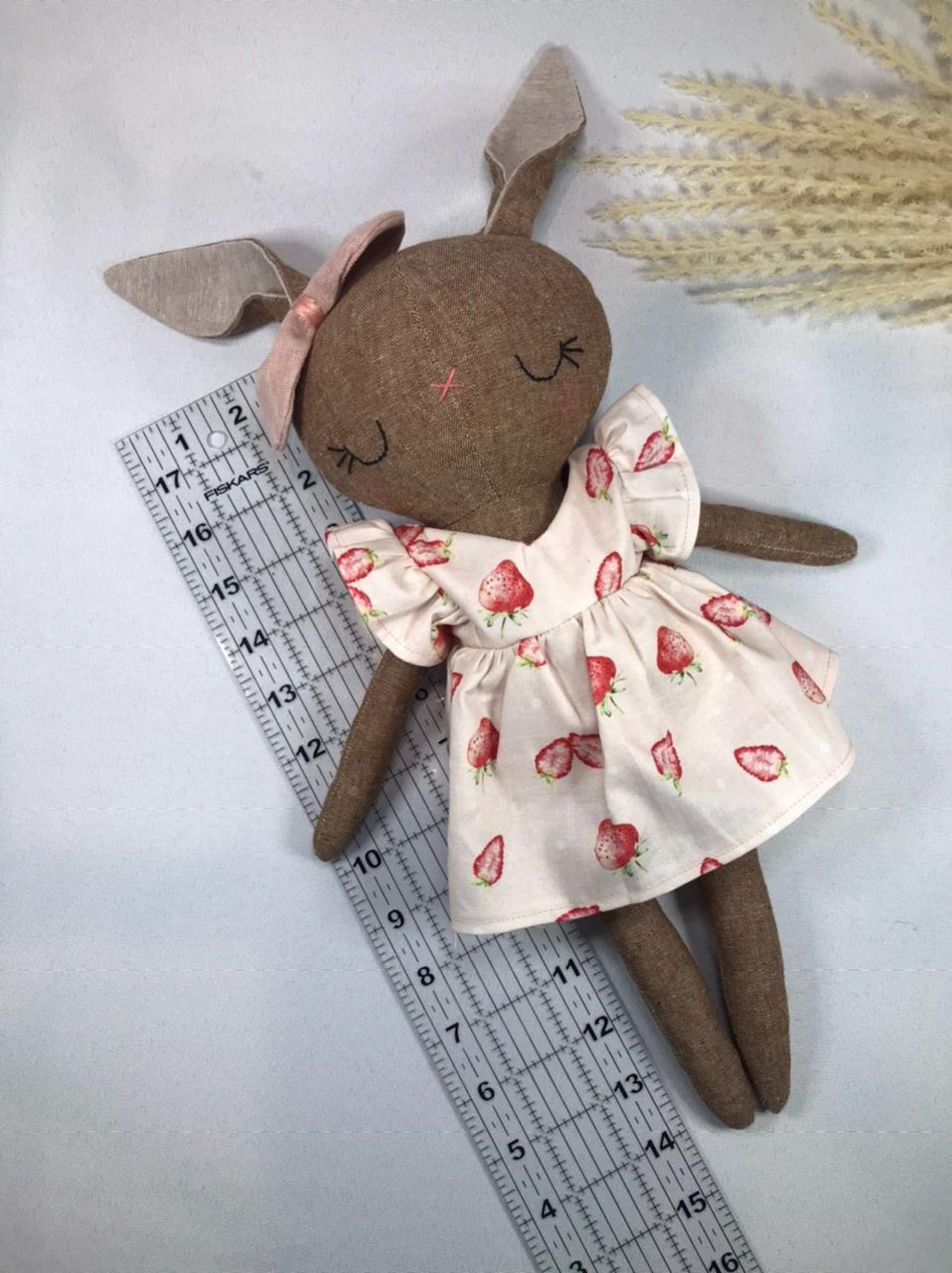 Heirloom Linen Bunny Girl Stuffed Soft Toy Doll Handmade Vintage Style ...