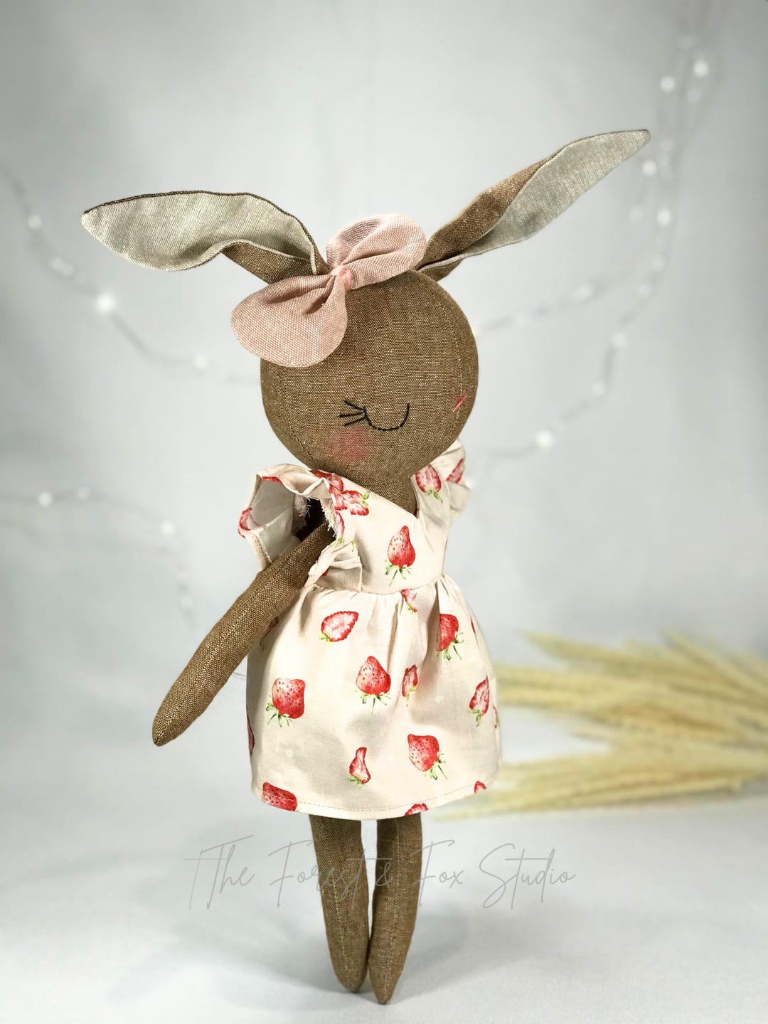 Heirloom Linen Bunny Girl Stuffed Soft Toy Doll Handmade Vintage Style ...