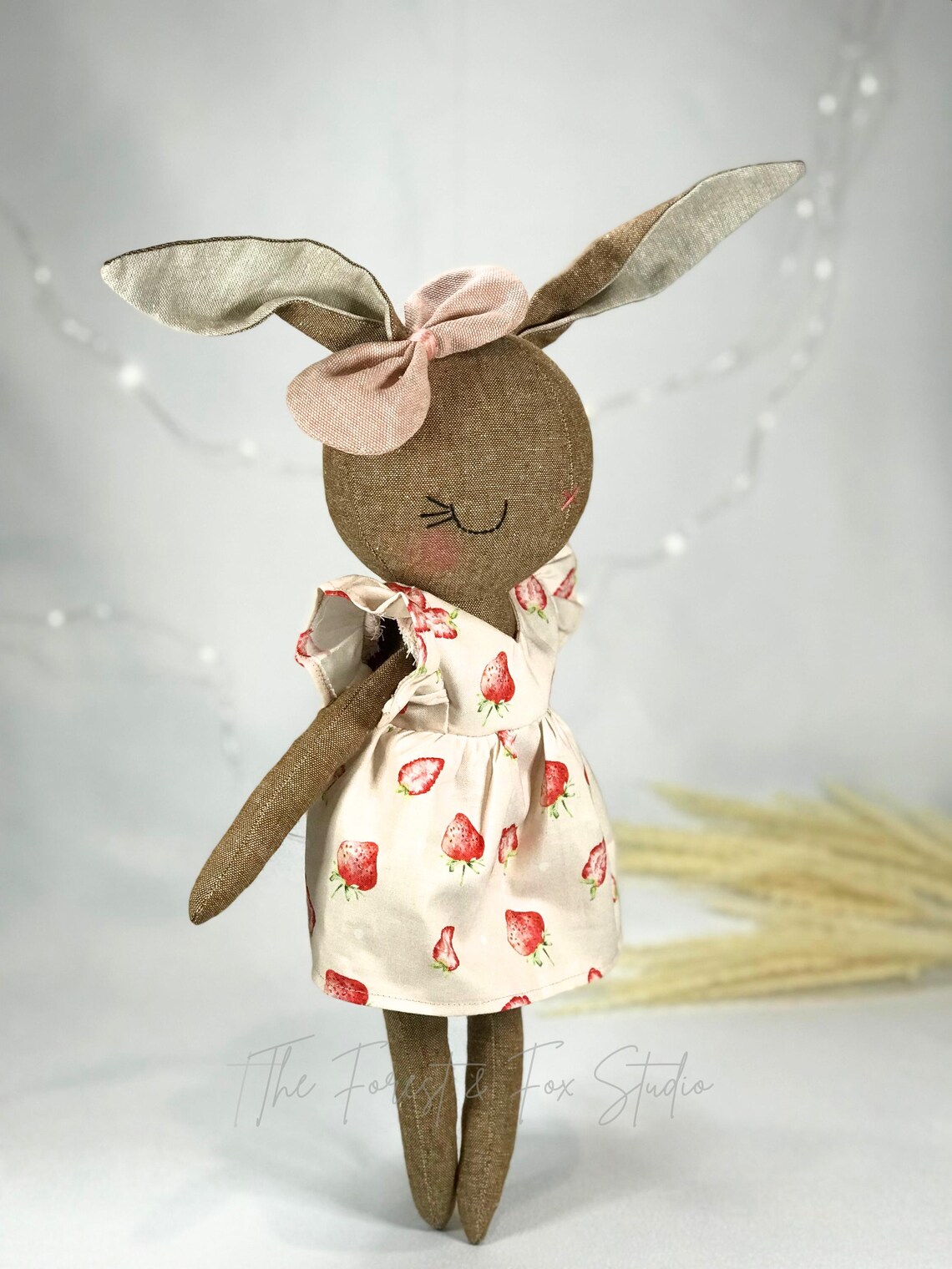 Heirloom Linen Bunny Girl Stuffed Soft Toy Doll Handmade Vintage Style ...