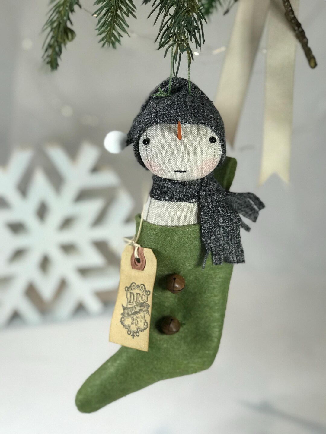Snowman Stocking Christmas Ornament Handmade Snowman Christmas Tree ...