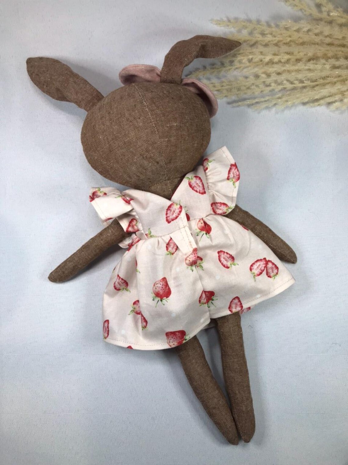 Heirloom Linen Bunny Girl Stuffed Soft Toy Doll Handmade Vintage Style ...