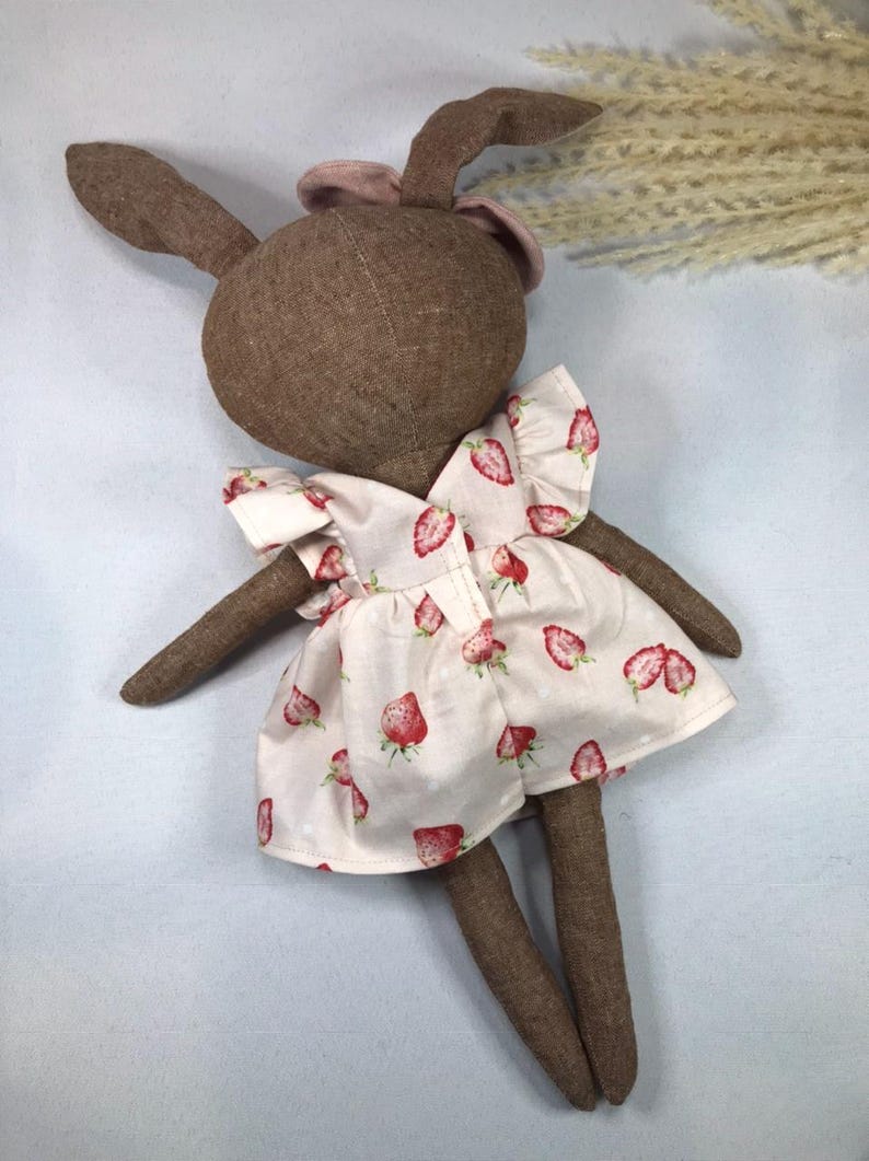 Heirloom Linen Bunny Girl Stuffed Soft Toy Doll Handmade Vintage Style ...
