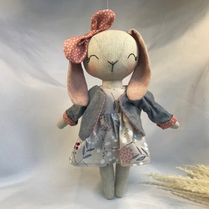 Heirloom Linen Bunny Girl Stuffed Soft Toy Doll Handmade Vintage Style ...