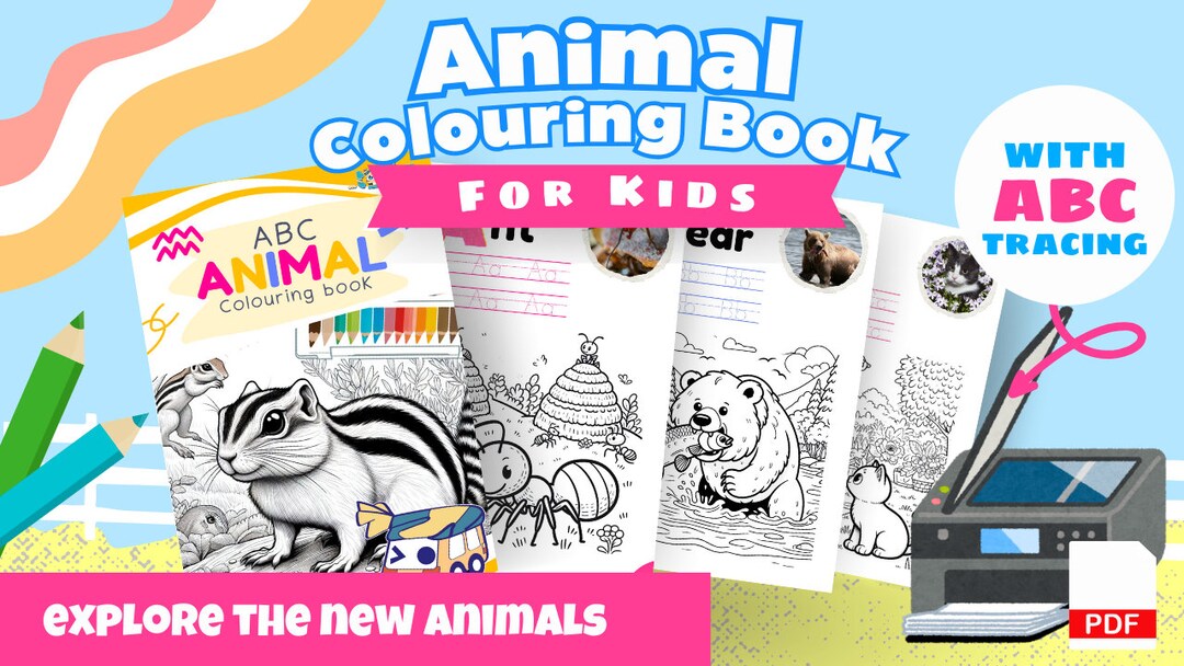 Printable ABC Animal Colouring Book for Kids - Etsy