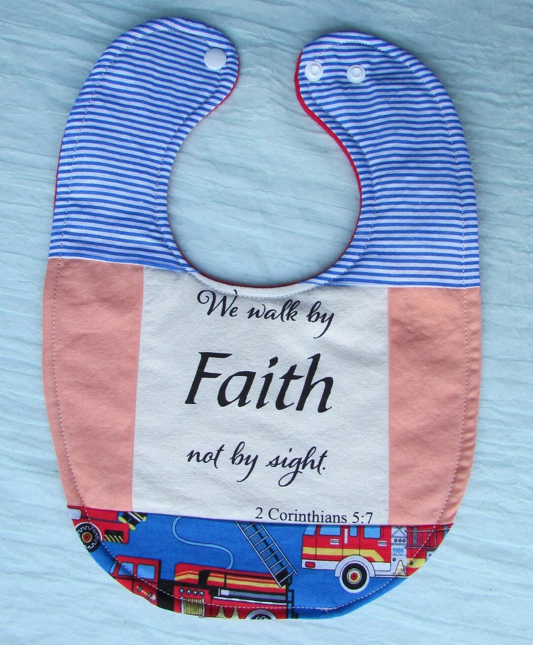 Bible Verse Bib, Fire Truck Baby Bib, Scripture Bib for a Precious ...