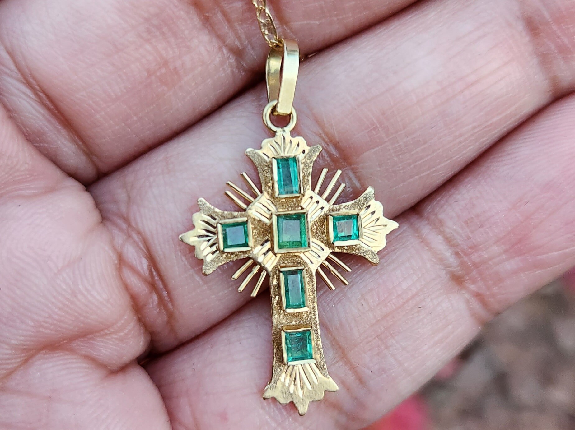 Special Cross Made of 18k Gold and Colombian Emerald, Handcrafted by ...