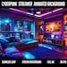 Animated Background Cyberpunk Streamer Living Room With Video Screens ...