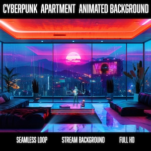 Animated Background | Cyberpunk Apartment With Neon Sunset| Futuristic ...