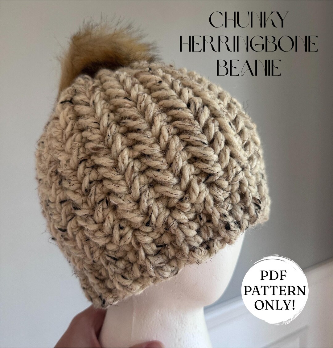 CROCHET PATTERN | Chunky Herringbone Beanie | Toque | Hat | Toboggan ...