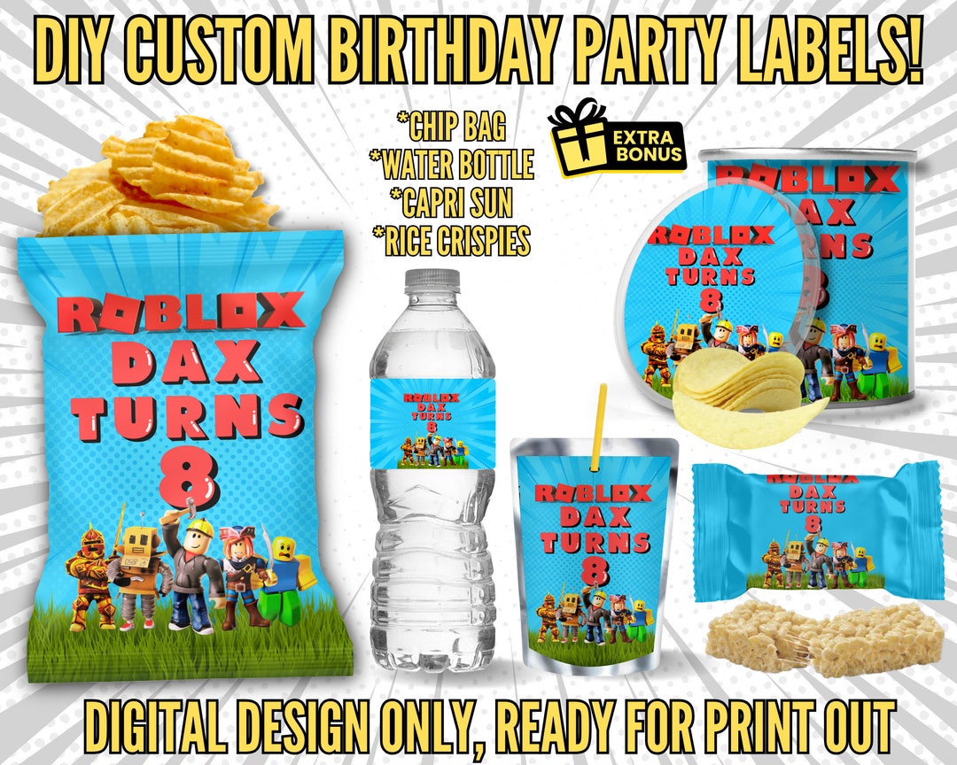 Custom Roblox Themed Birthday Chip Bag Bundle Personalized Roblox Party ...
