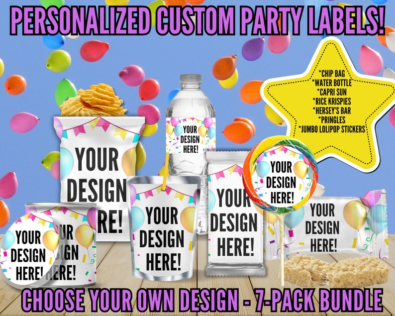 Personalized Party Favour Labels Bundle 7-pack Custom Party Favours for ...