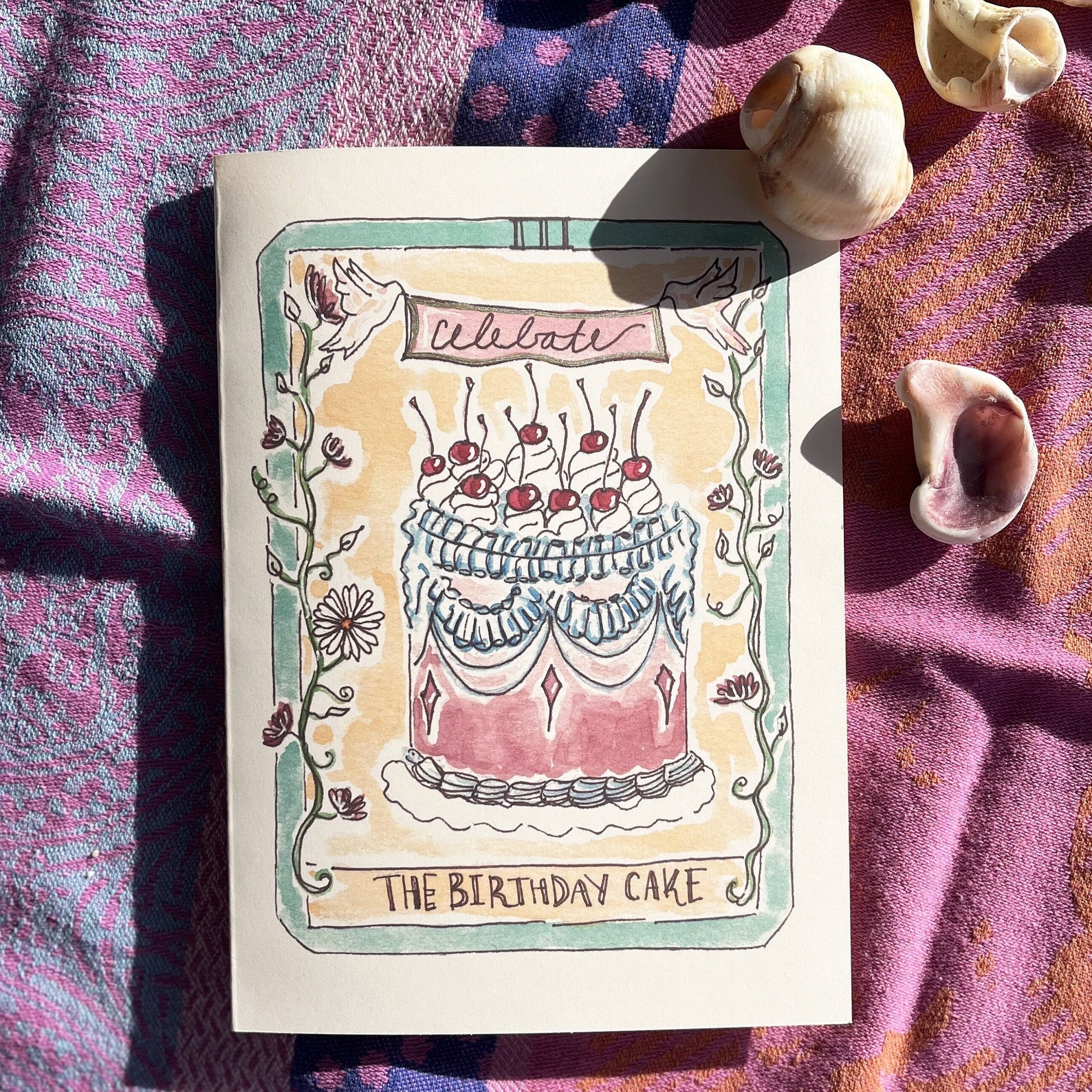 Watercolor Tarot Birthday Card / Modern Tarot / Set of Four Blank Cards ...