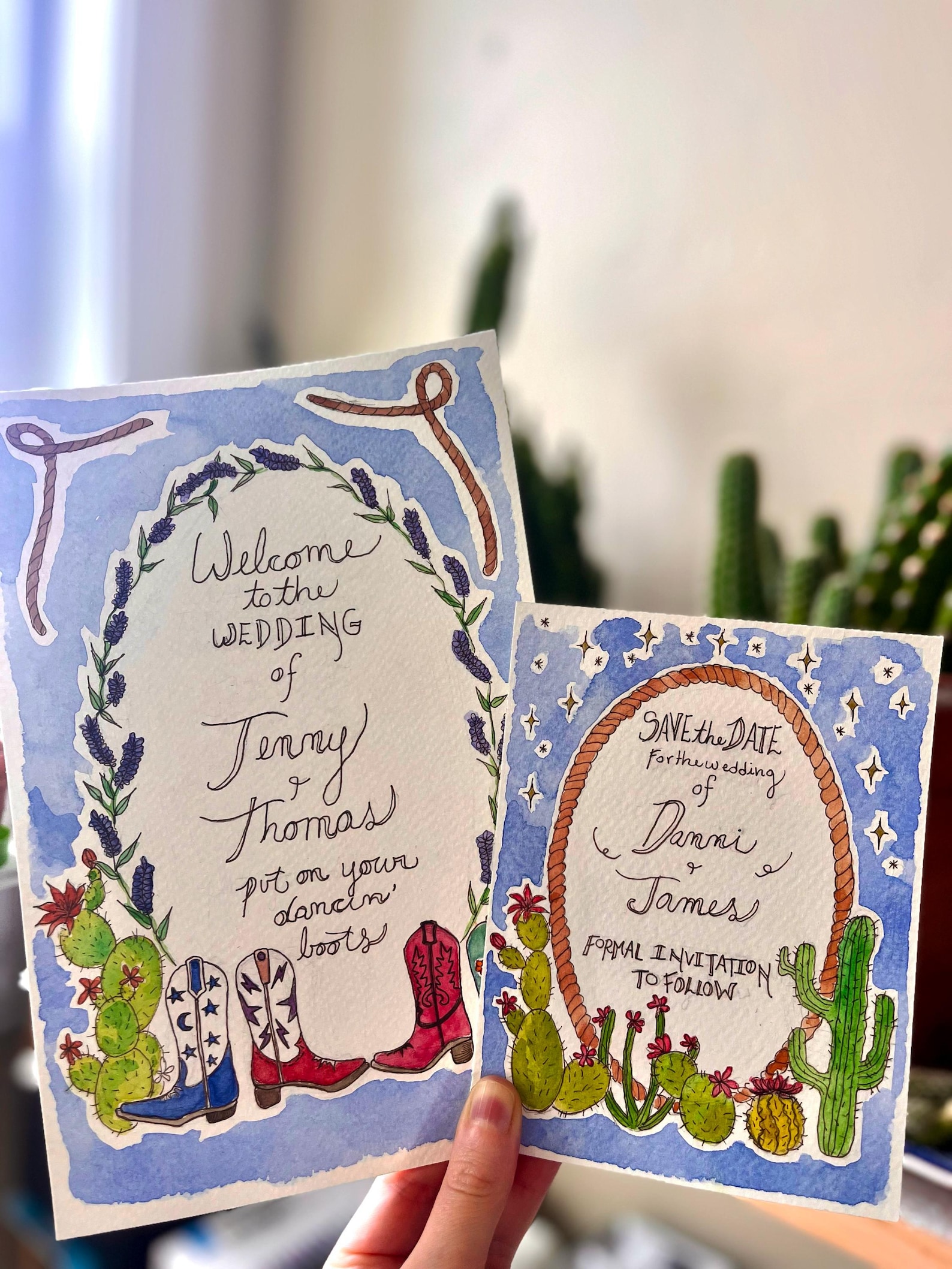 Watercolor Desert Wedding Invitation Set: Southwest Celestial Design ...
