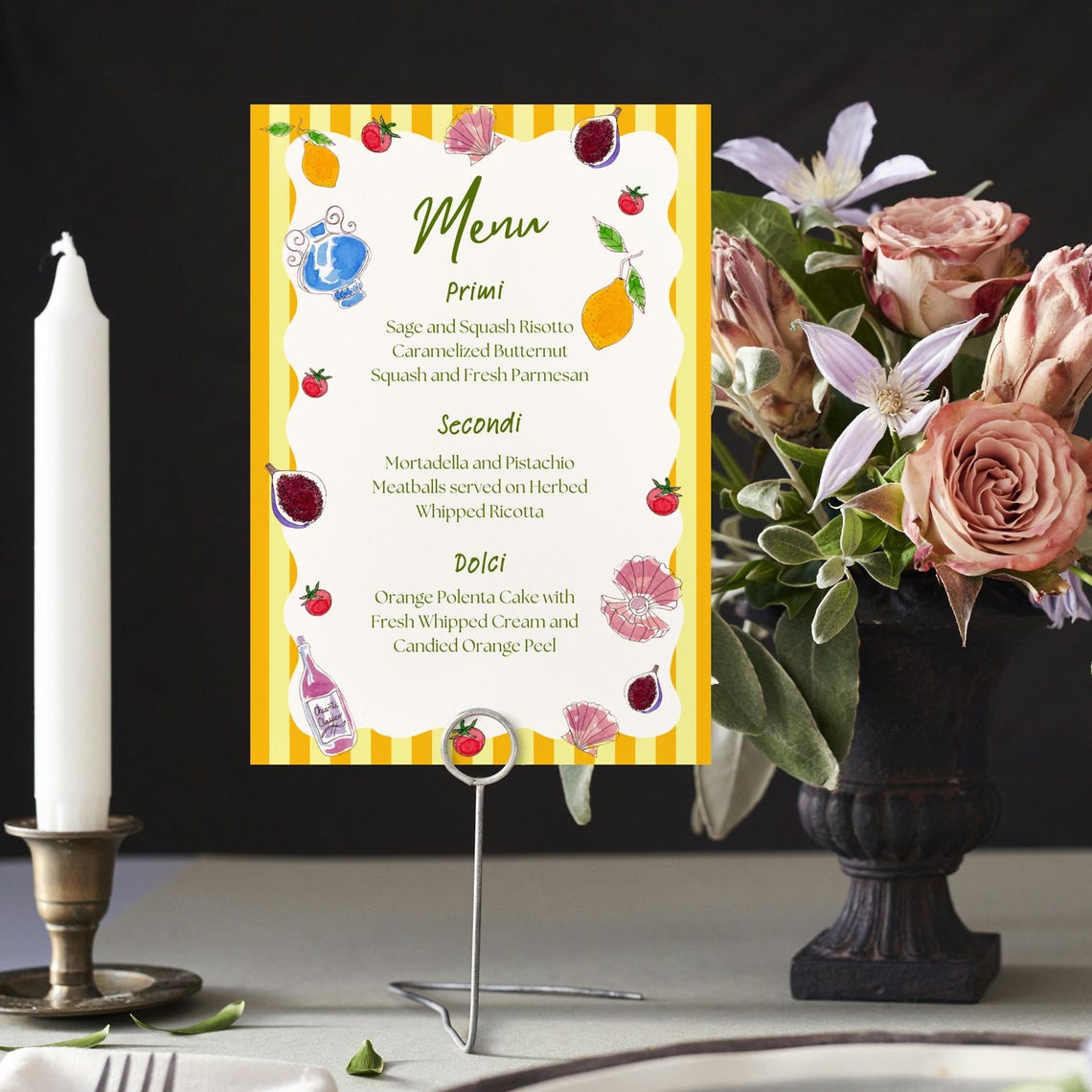 Italian Summer Coastal Menu Template // Ocean Coastal Theme Decor ...