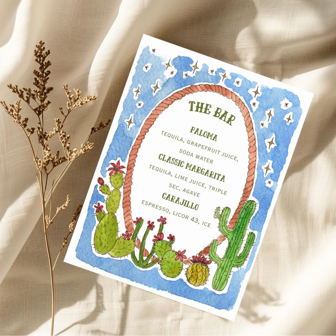 Watercolor Desert Wedding Invitation Set: Southwest Celestial Design ...