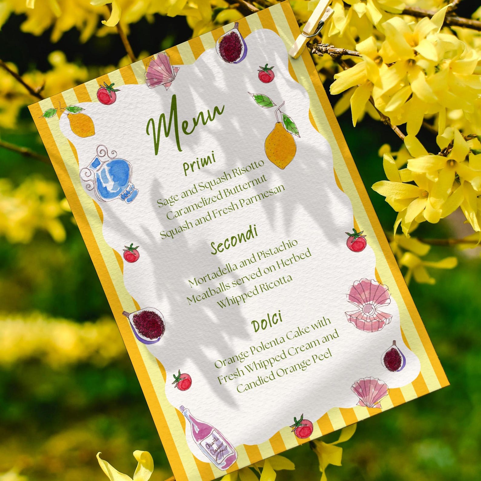 Italian Summer Coastal Menu Template // Ocean Coastal Theme Decor ...