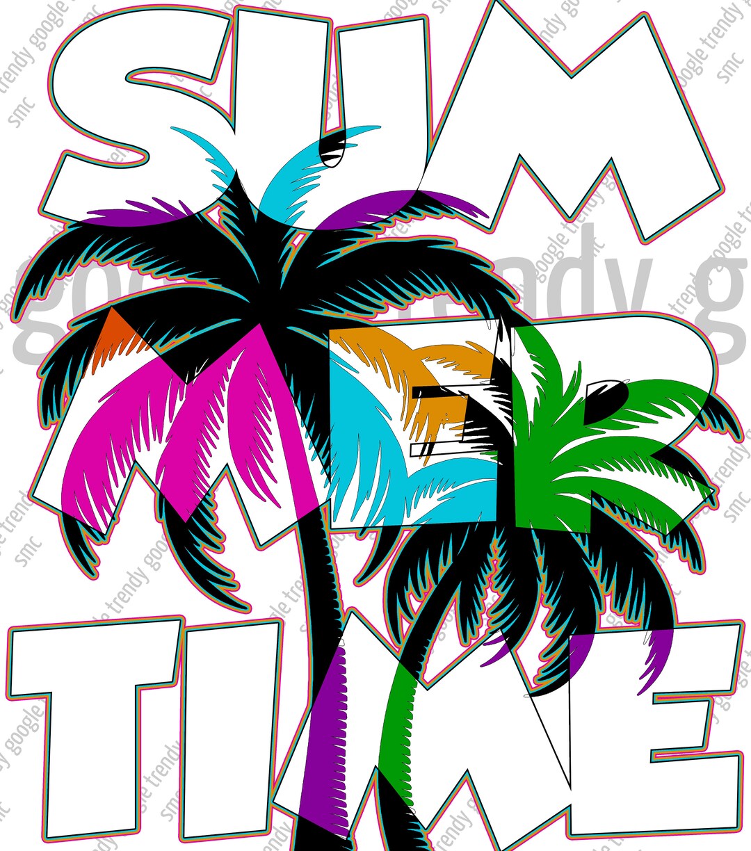 Summertime Vibes Colorful Palm Trees Clip Art for T-shirts, Mugs, and ...
