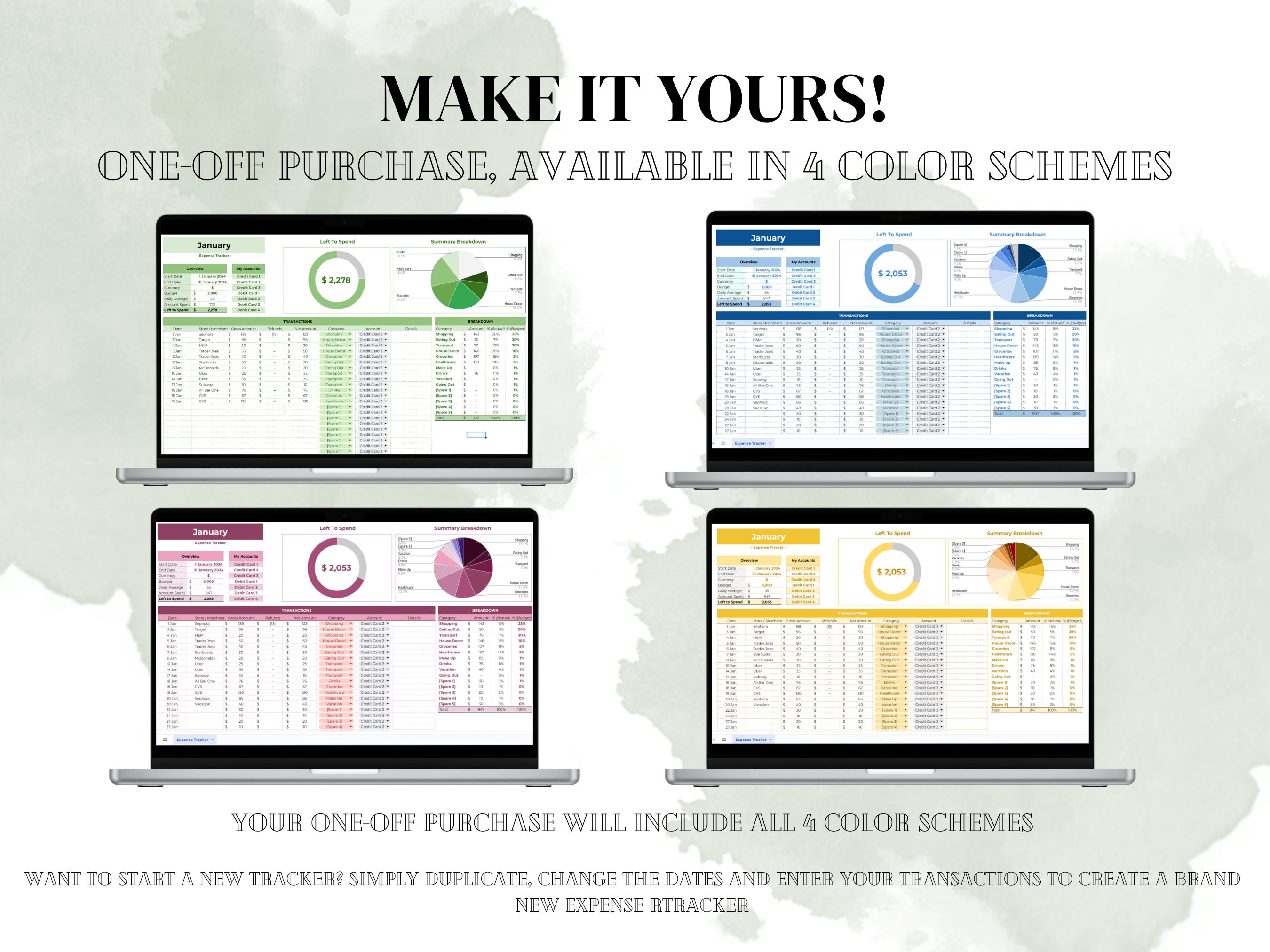 Expense Tracker Spreadsheet for Google Sheets, Expense Tracker Template ...