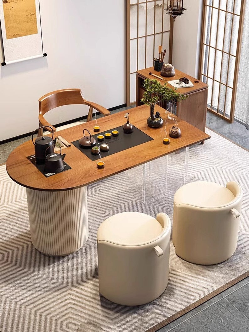 Balcony Tea Table and Chair Combination of New Chinese Solid Wood ...