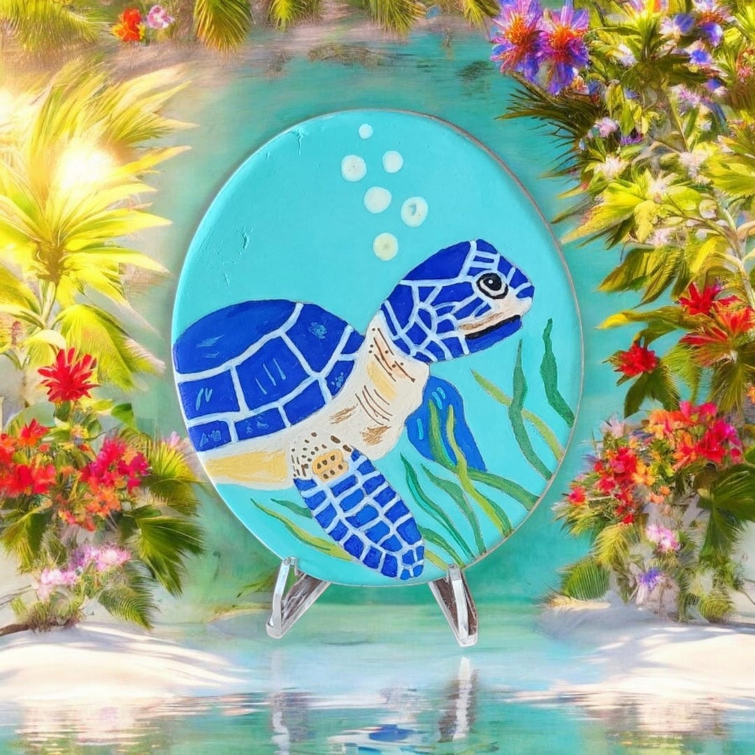 Sea Turtle Rock Painting - Turtle Stone Art - Turtle Painting - Etsy