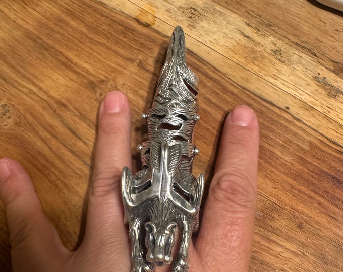 Sterling Silver Gothic Dragon Armor Knuckle Ring - Etsy