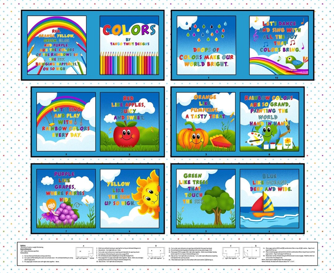DIY Cloth Book Kit (panel and Batting) or Just Panel, Colors , Blank ...