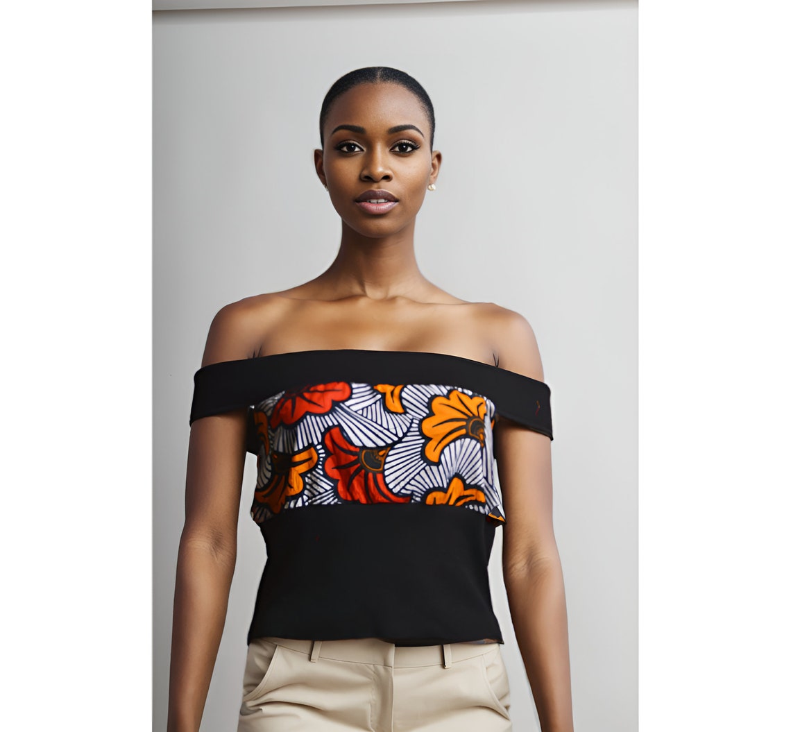 African Print off Shoulder Crop Top Blouse by Africanclothingetc - Etsy