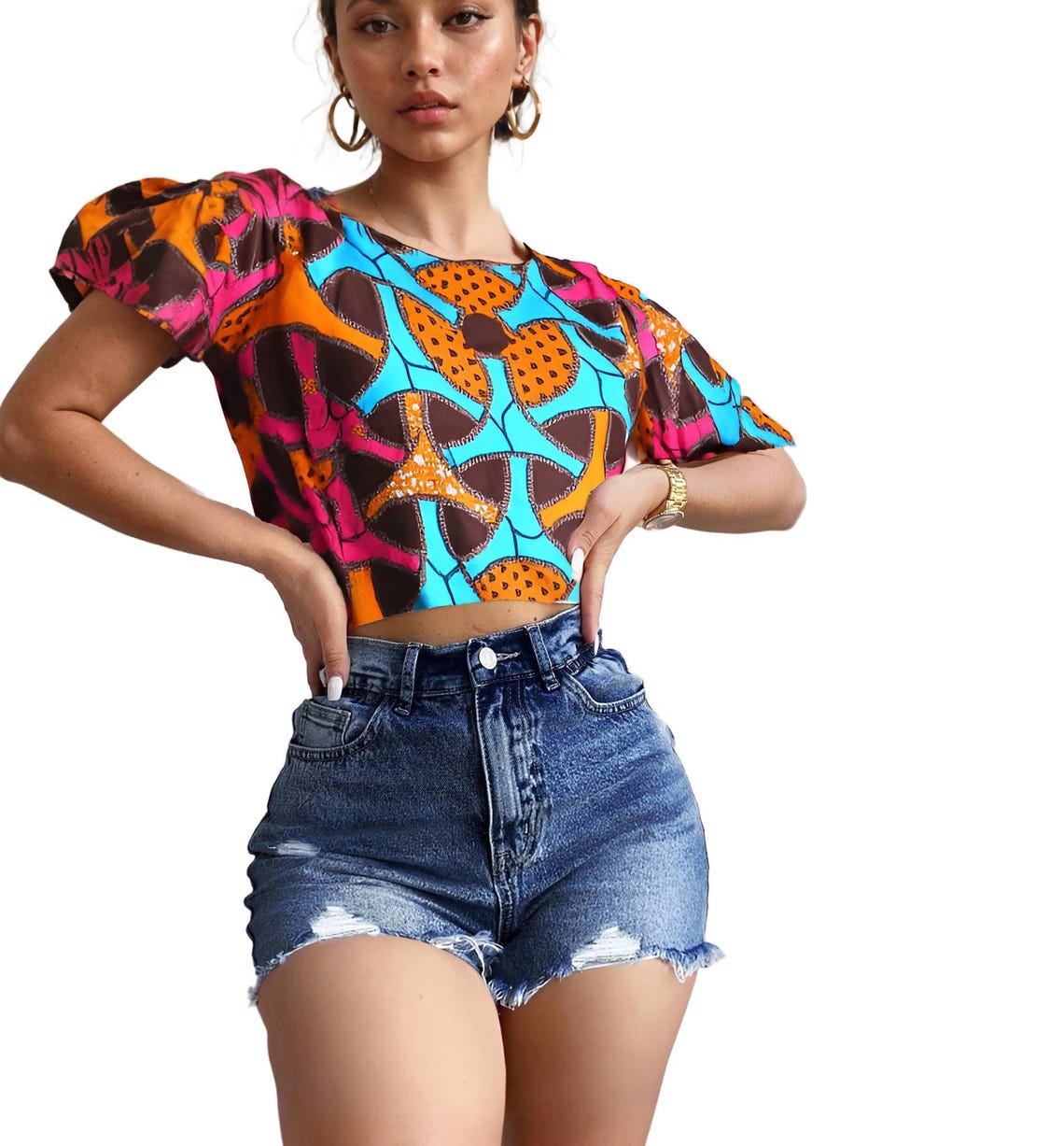 African Crop Top - Ankara Cropped Top With Short Sleeves - Etsy