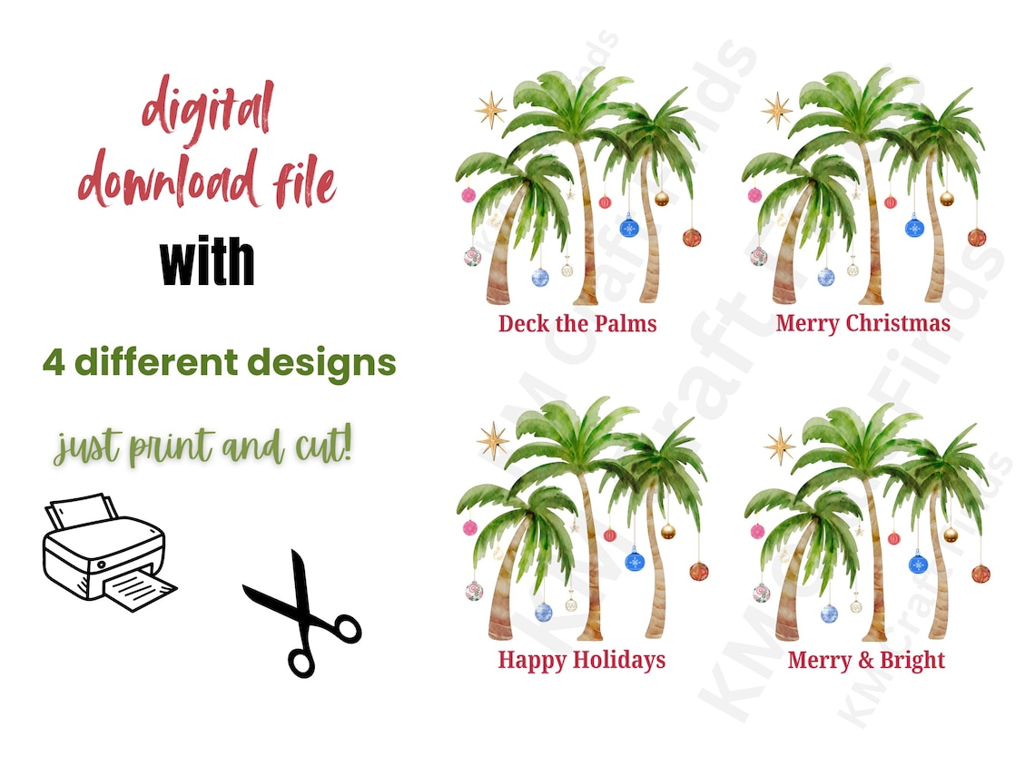 Digital Printable Palm Tree Holidays Clip Art Downloads 14 Different ...