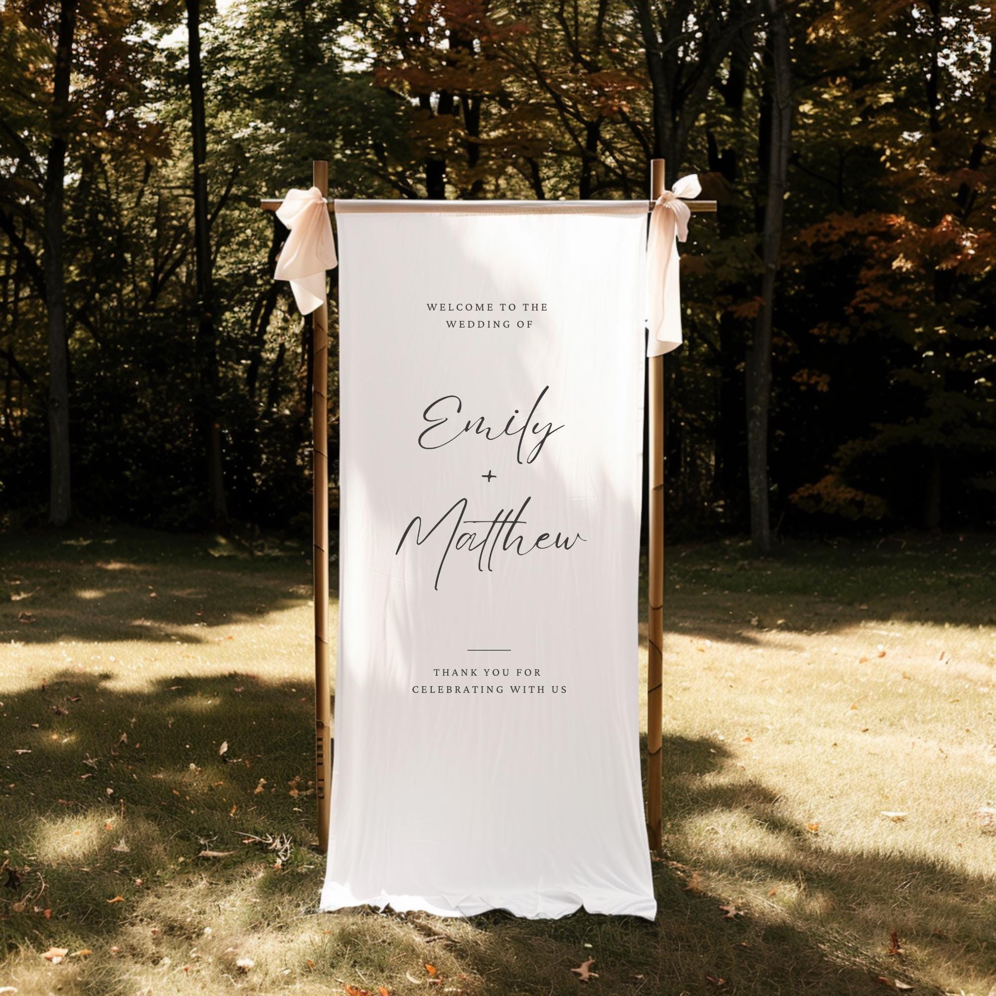 Personalized Linen Wedding Welcome Sign: Elegant Ceremony Decor - Etsy